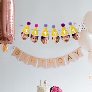 Baby Photo Face Banner, 1st Birthday Head Garland, 1st Birthday Banner ...