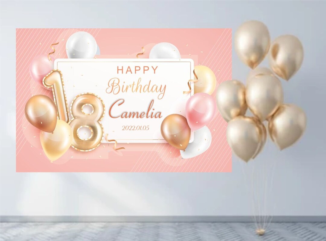 Personalized 18th Birthday Backdrop Banner, 18th Birthday Decorations ...