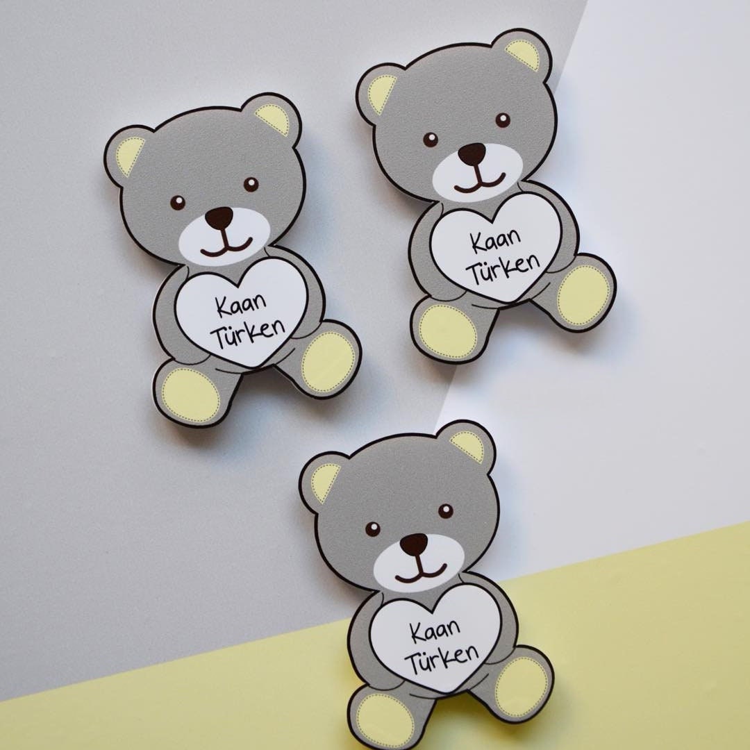 Custom Teddy Bear Magnet, Baby Shower Favors, Boho Teddy Bear Favors ...