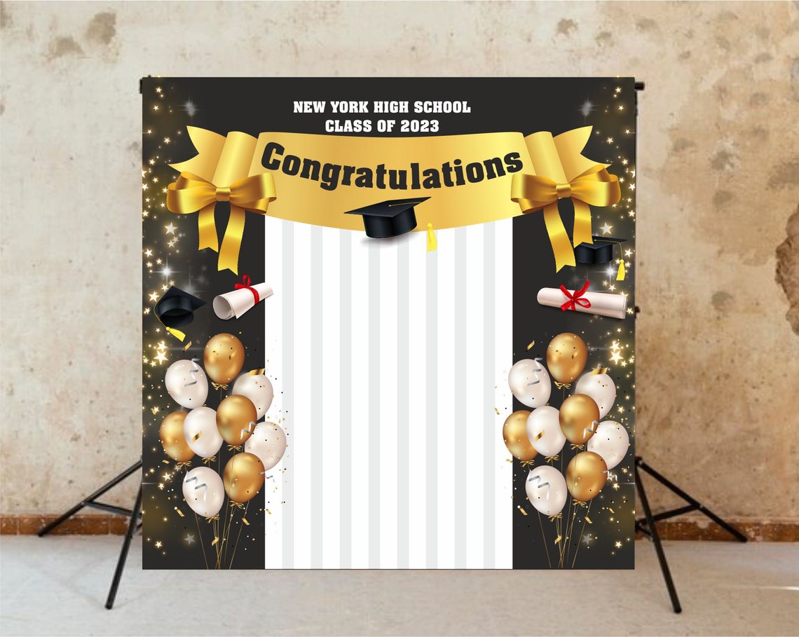 Custom Congrats Grad Backdrop Gold, Graduation Backdrop 2024, Photo ...