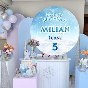 Personalize Frozen Birthday Backdrop, Winter Birthday Decorations ...
