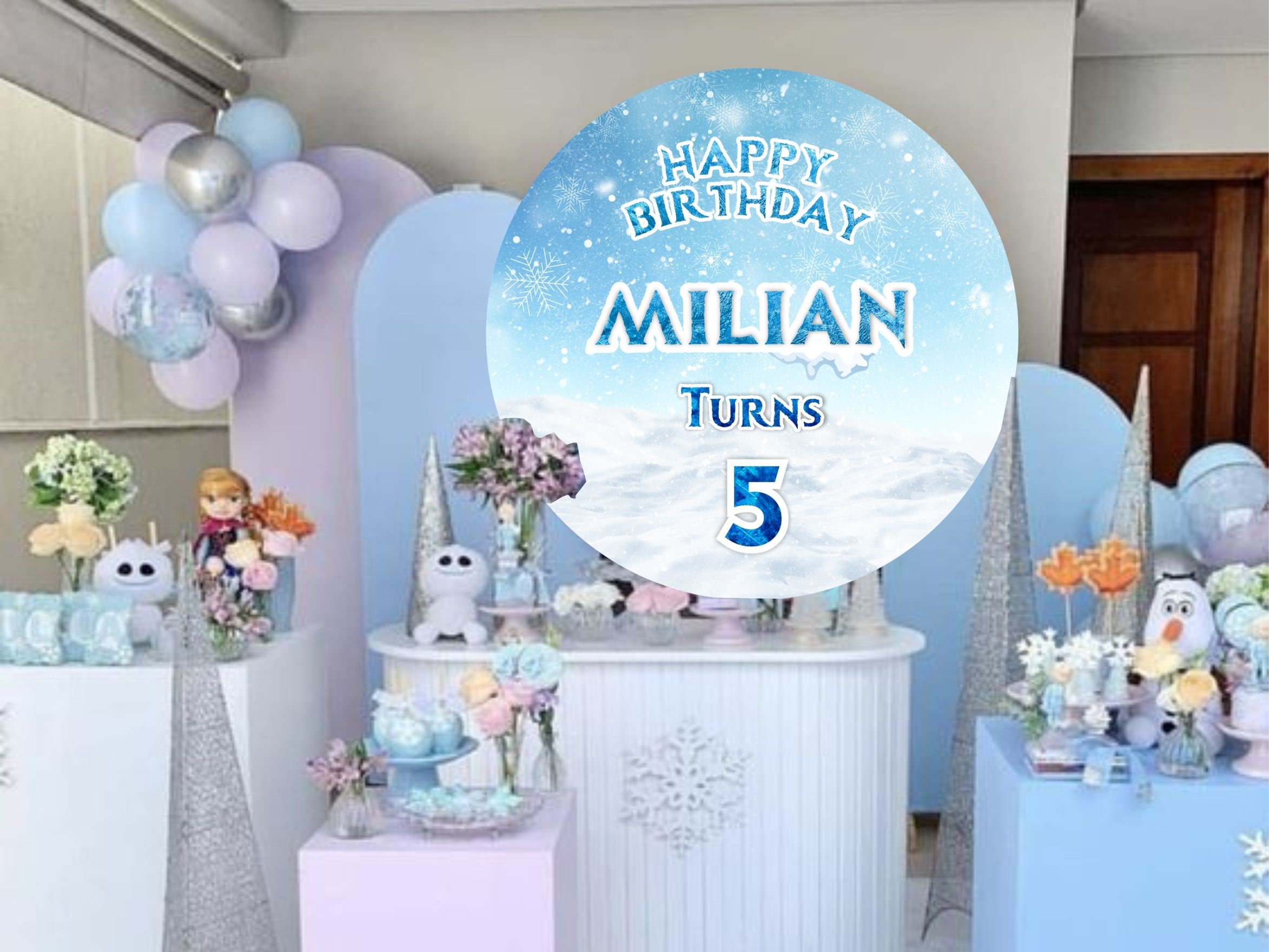 Personalize Frozen Birthday Backdrop, Winter Birthday Decorations ...