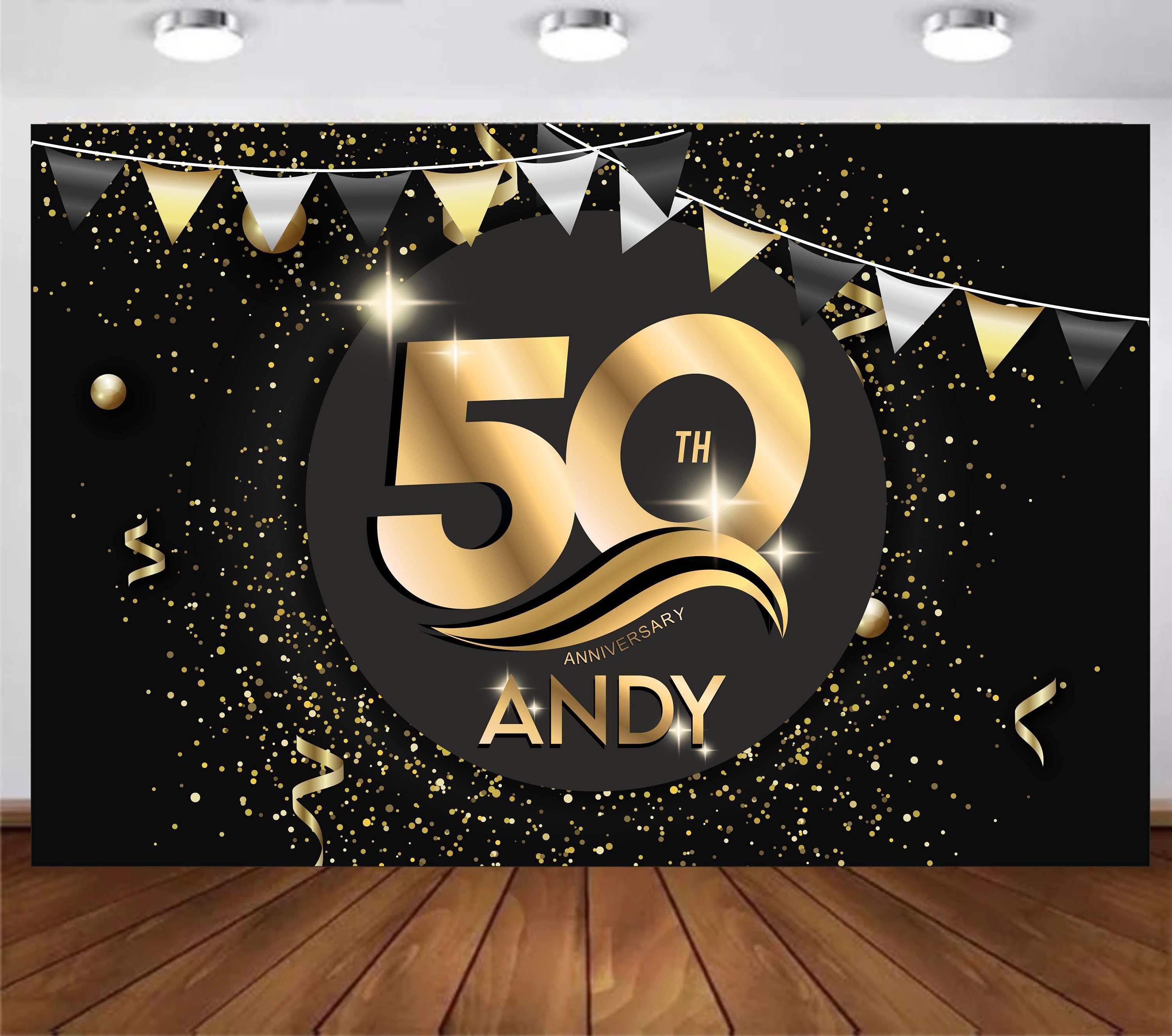 50th Birthday Backdrop Birthday Backdrop Personalized Gold - Etsy