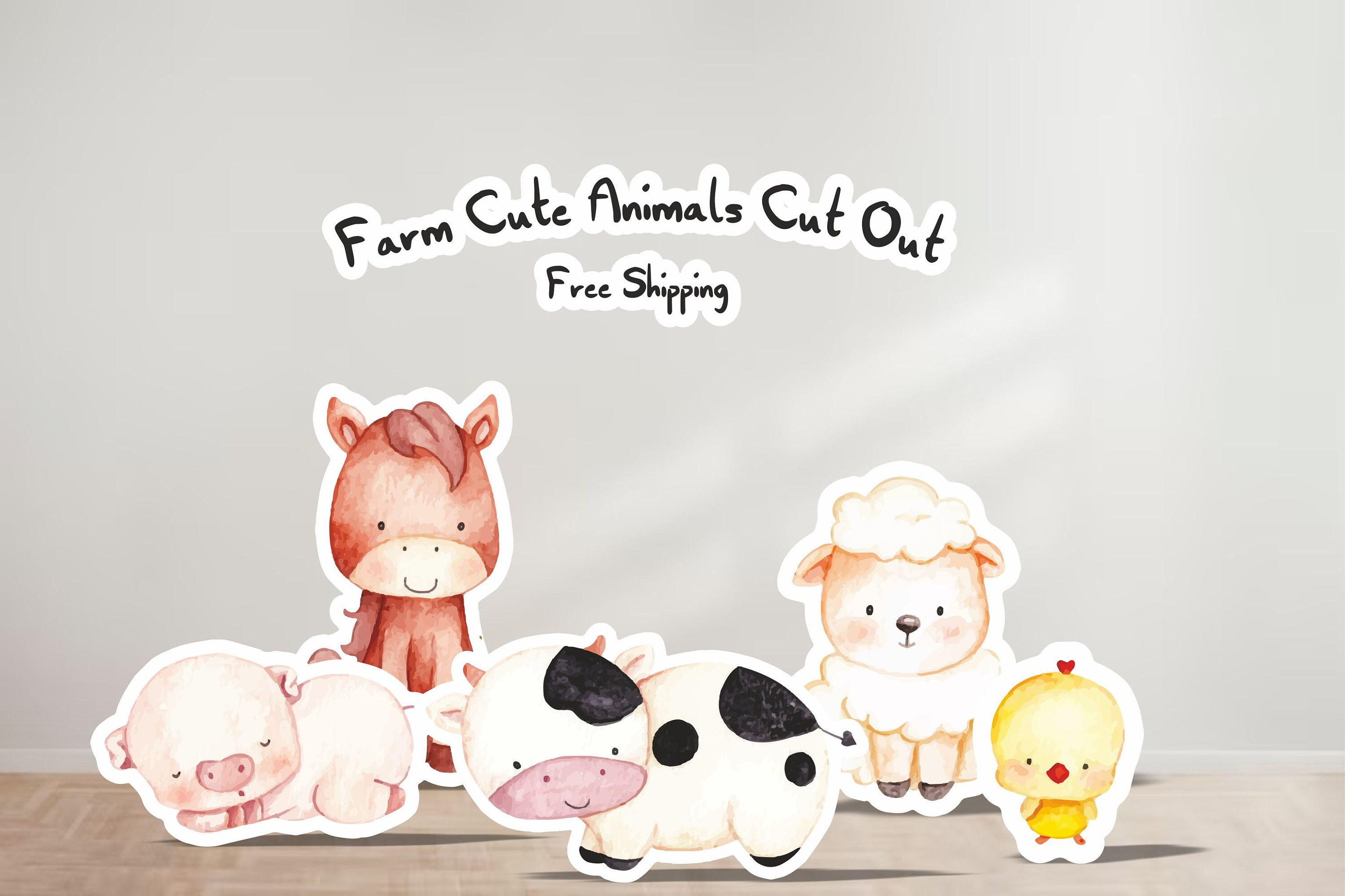 Cute Farm Animals Cut Out, Farm Animals Props, Birthday Party, Farm ...