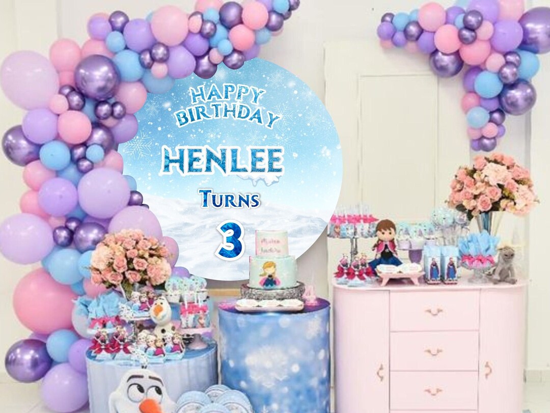 Personalize Frozen Birthday Backdrop, Winter Birthday Decorations ...