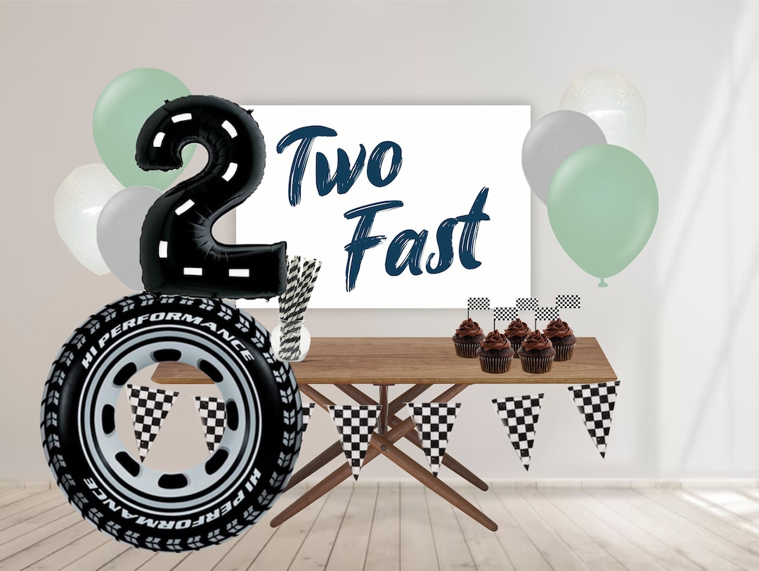 Two Fast Birthday Theme Set, Two Fast Party Decor, Race Car Set ...