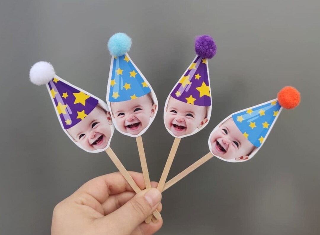 Photo Cupcake Topper Happy Birthday Custom, Photo Cupcake Topper, Party ...