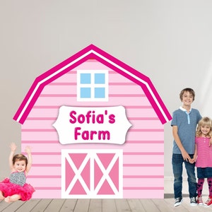 Custom Pink Farm House Birthday Cutout Decor, Barn Arch Stand Gilr ...
