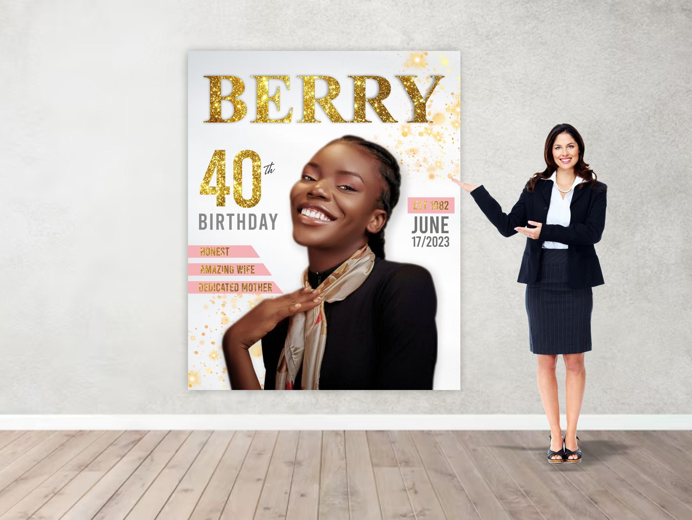 Custom Magazine Cover Backdrop, Women Birthday Backdrop Banner ...