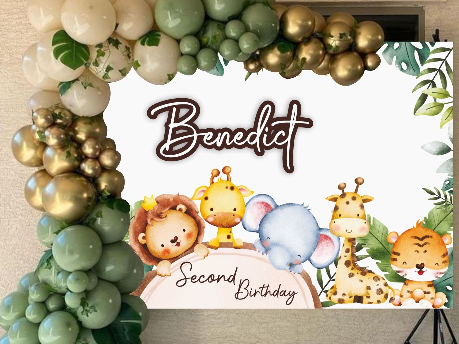 Personalized Safari Birthday Backdrop Banner, Safari Baby Shower ...