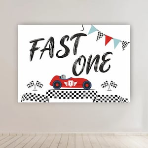Fast One Birthday Backdrop Banner, Fast One Birthday Decorations, Race ...