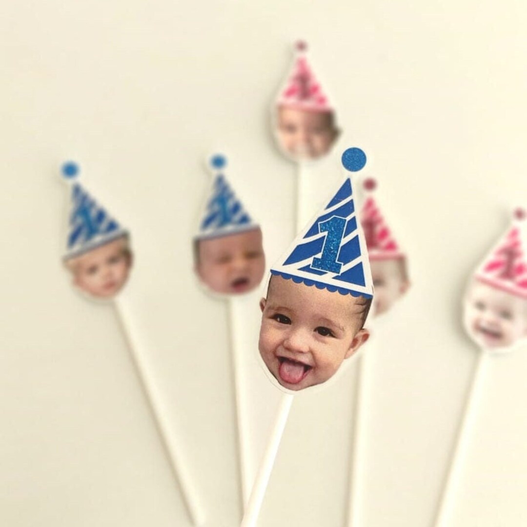 Baby Photo Cupcake Toppers, Cupcake Toppers Baby Face Age, First ...