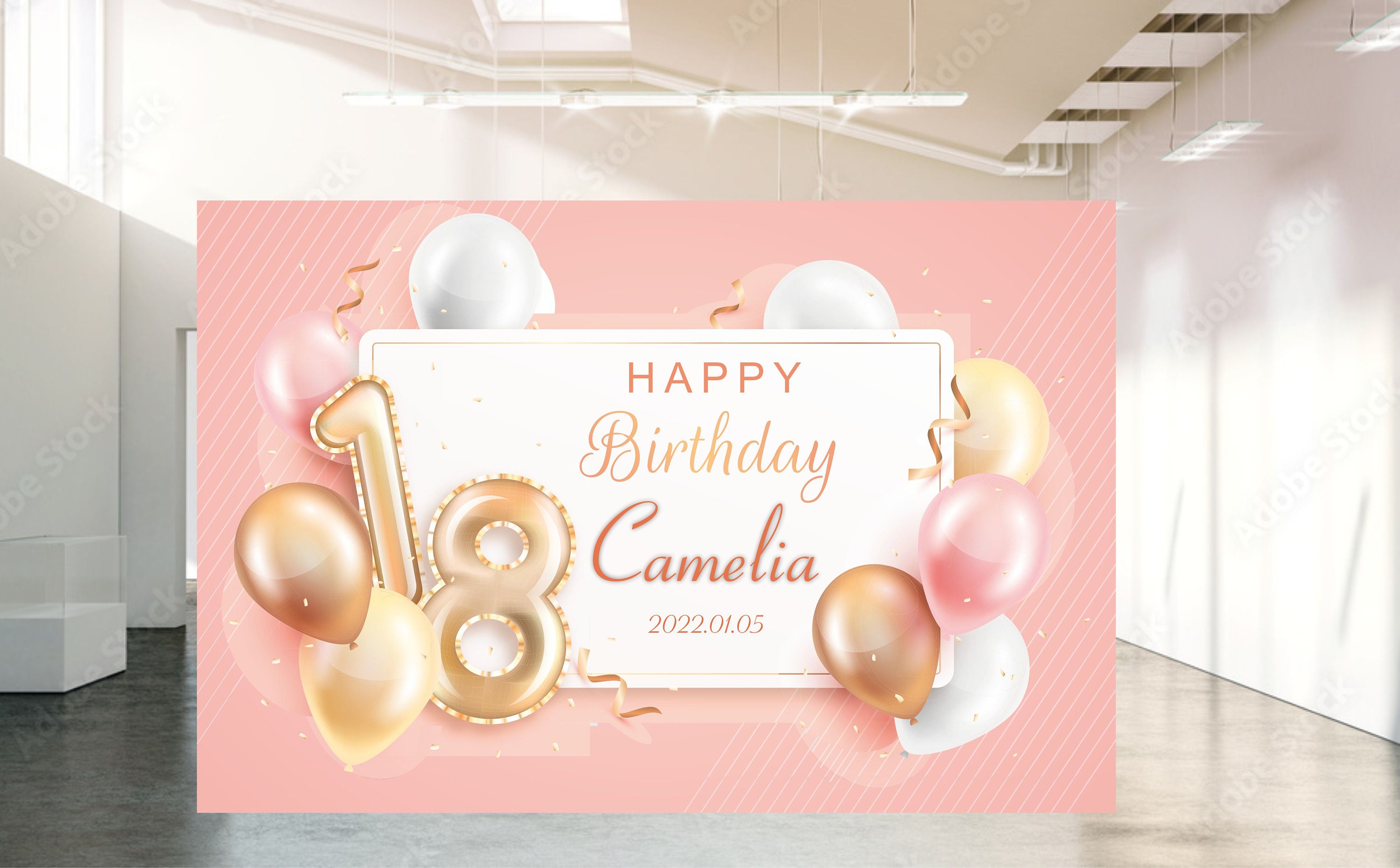 Personalized 18th Birthday Backdrop Banner, 18th Birthday Decorations ...