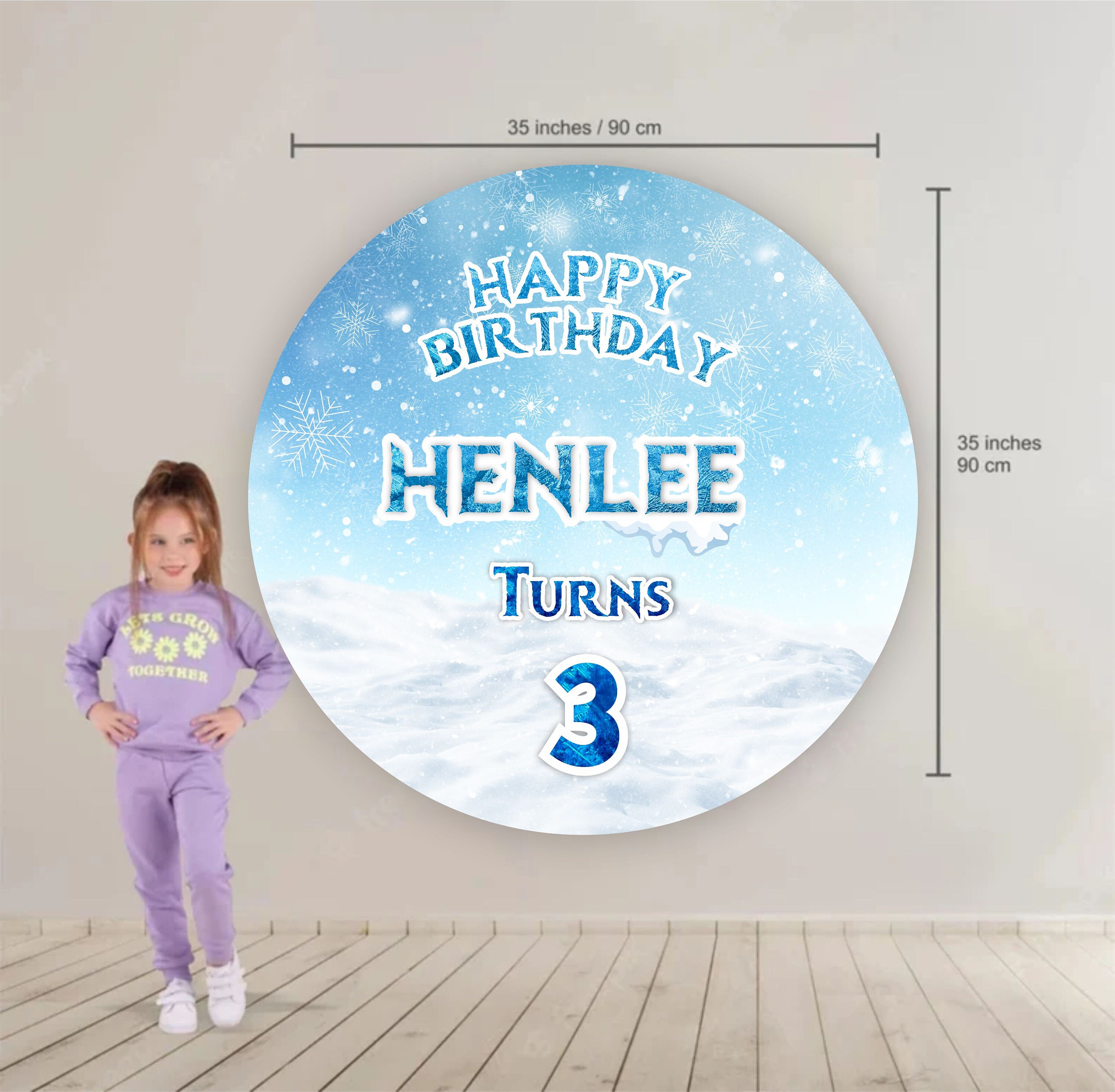 Personalize Frozen Birthday Backdrop, Winter Birthday Decorations ...