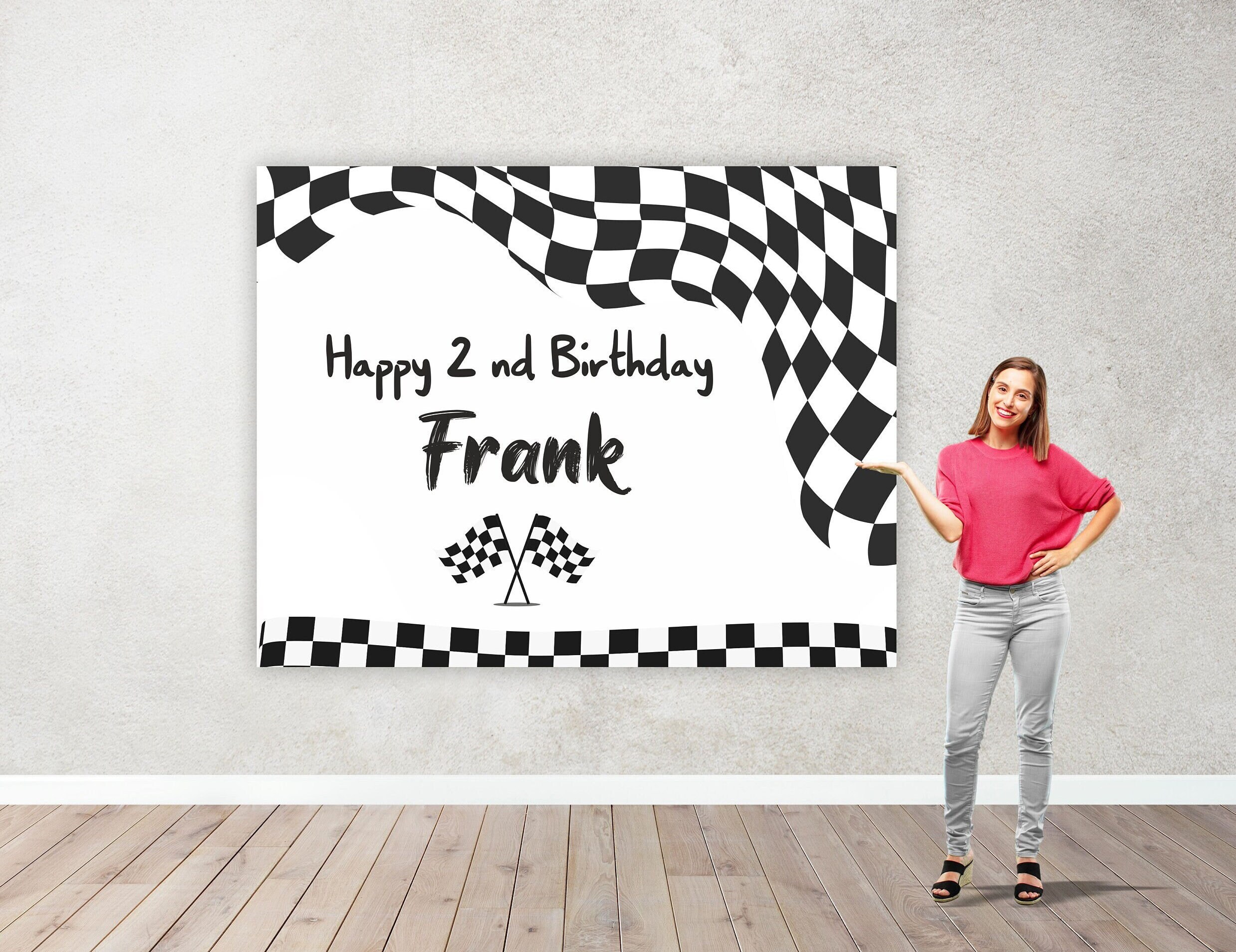 Custom Race Car Birthday Backdrop, Fast One Birthday Backdrop Banner ...