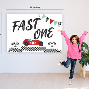 Fast One Birthday Backdrop Banner, Fast One Birthday Decorations, Race ...