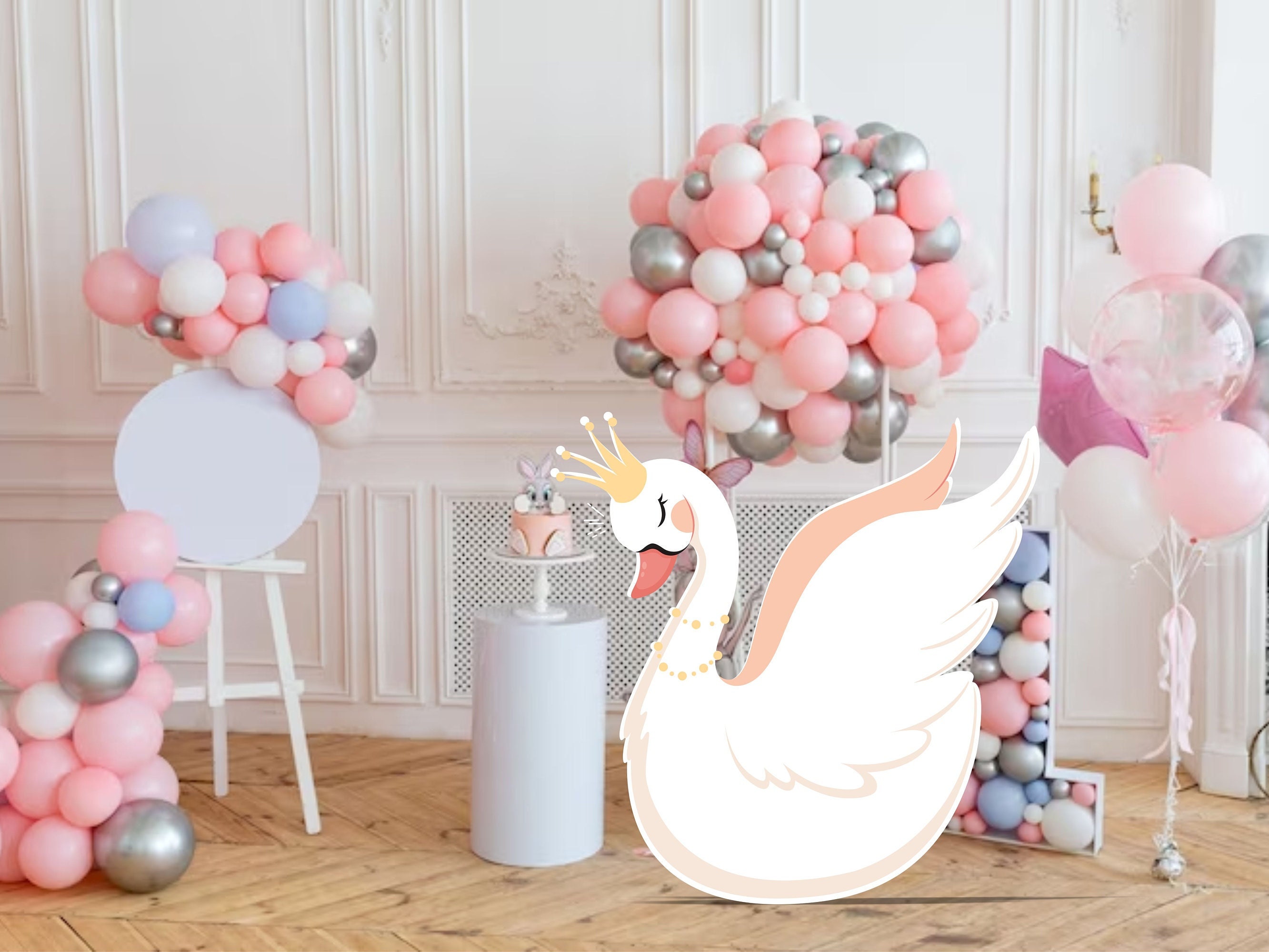 Swan Princess Baby Shower Big Decor, Mom Swan Cutout, Birthday Swan ...