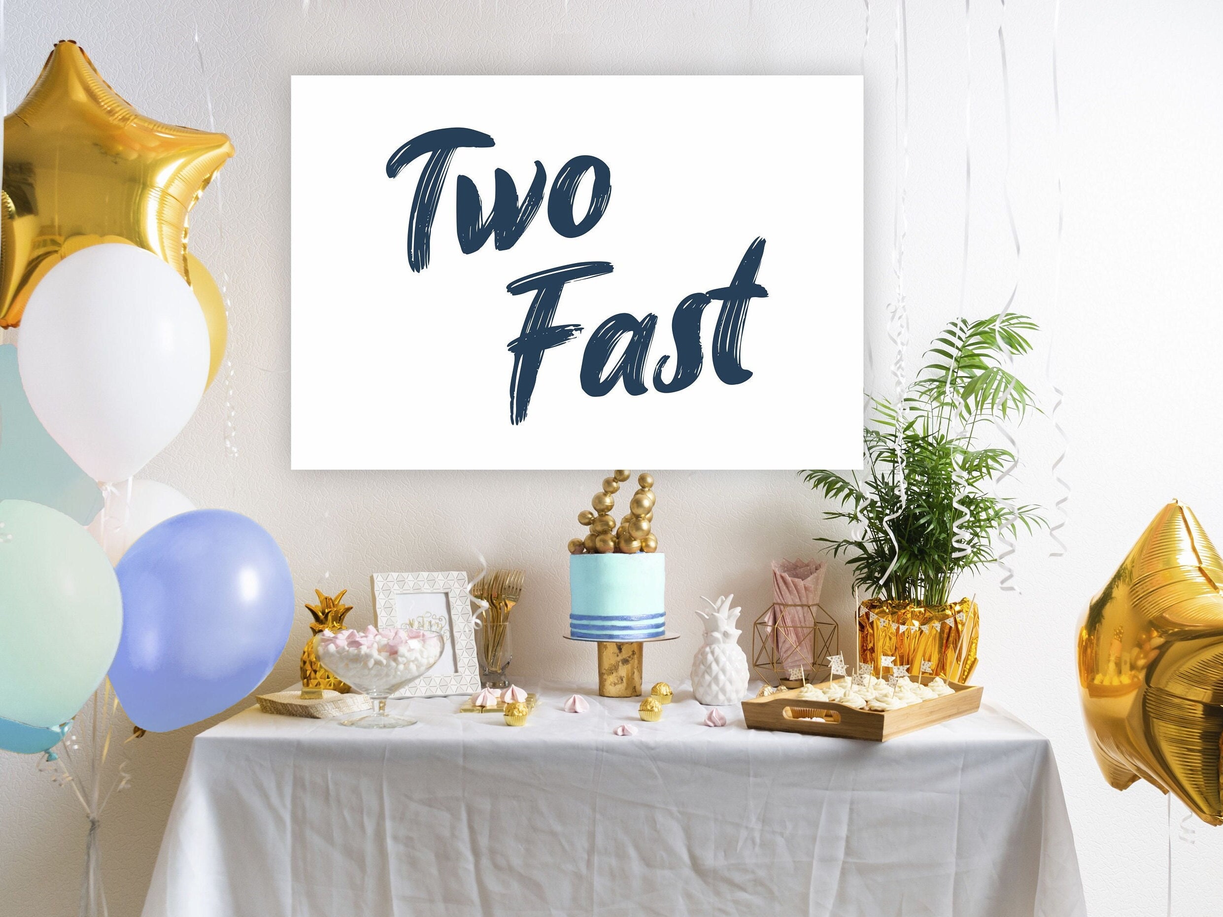 Two Fast Birthday Backdrop Banner, Race Car Birthday Banner, Two Fast ...