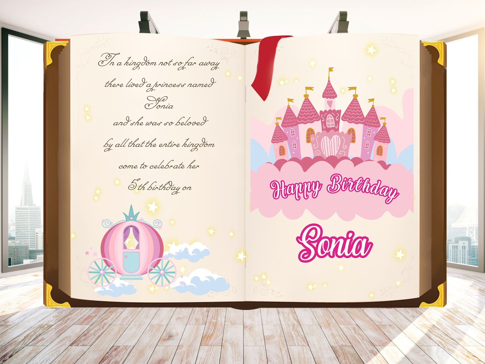 Princess Birthday Backdrop, Personalized Story Book Backdrop, Giant ...