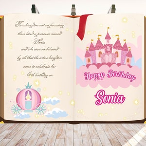 Princess Birthday Backdrop, Personalized Story Book Backdrop, Giant ...