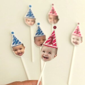 Baby Photo Cupcake Toppers, Cupcake Toppers Baby Face Age, First ...