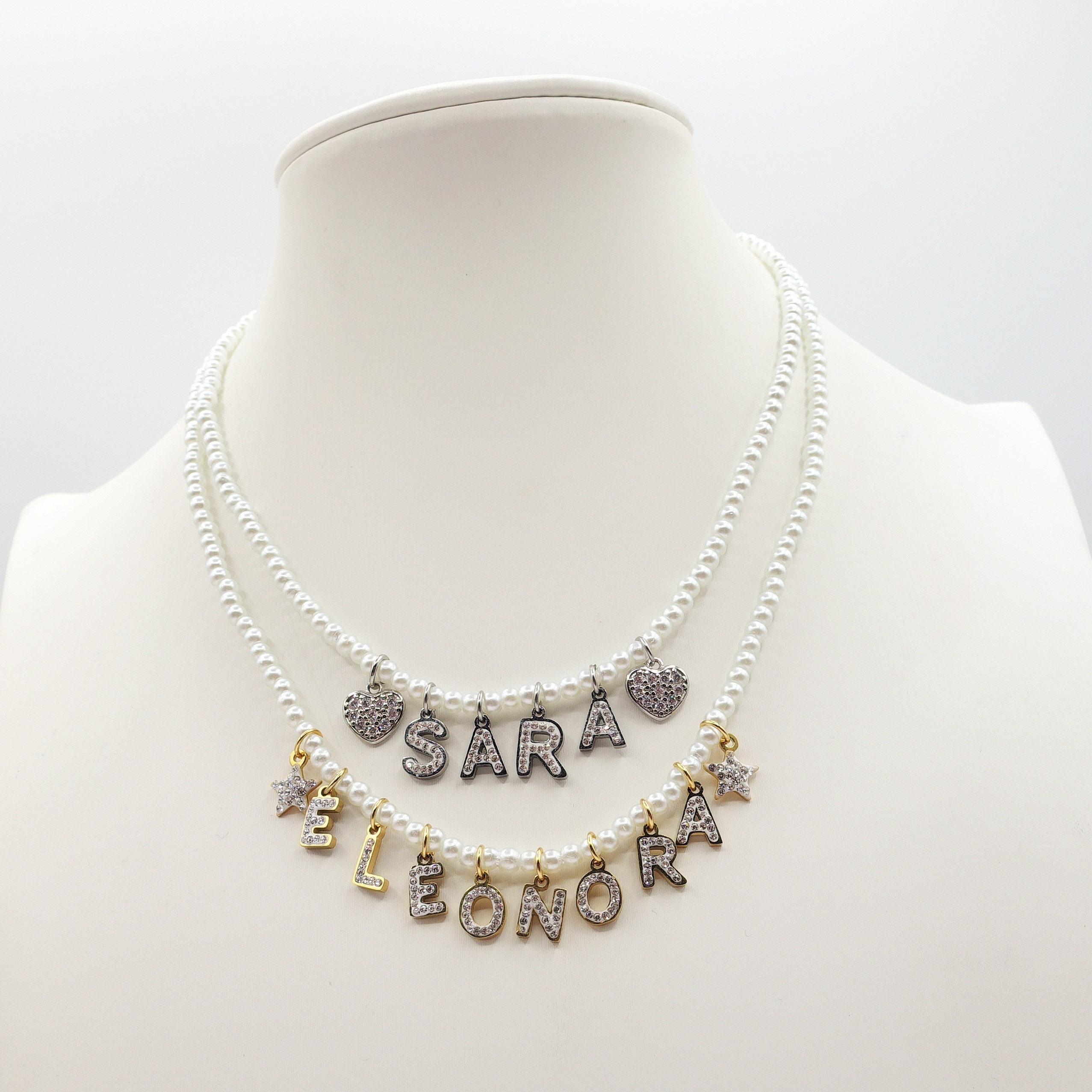 Collana CHOKER Perle Con Nome Personalizzabile in Acciaio Inox - Etsy