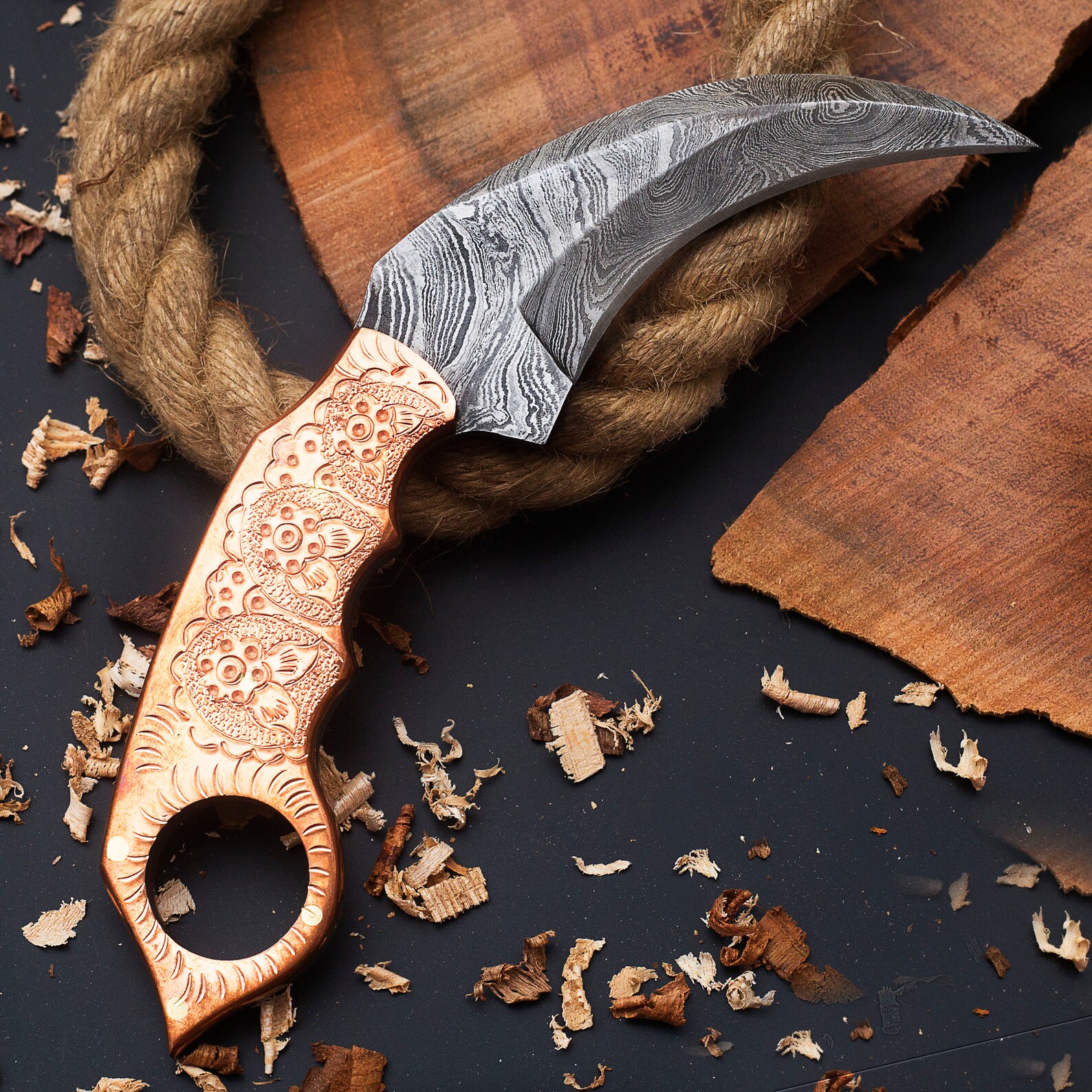 Custom Handmade Damascus Steel Karambit Knife With Engraved - Etsy