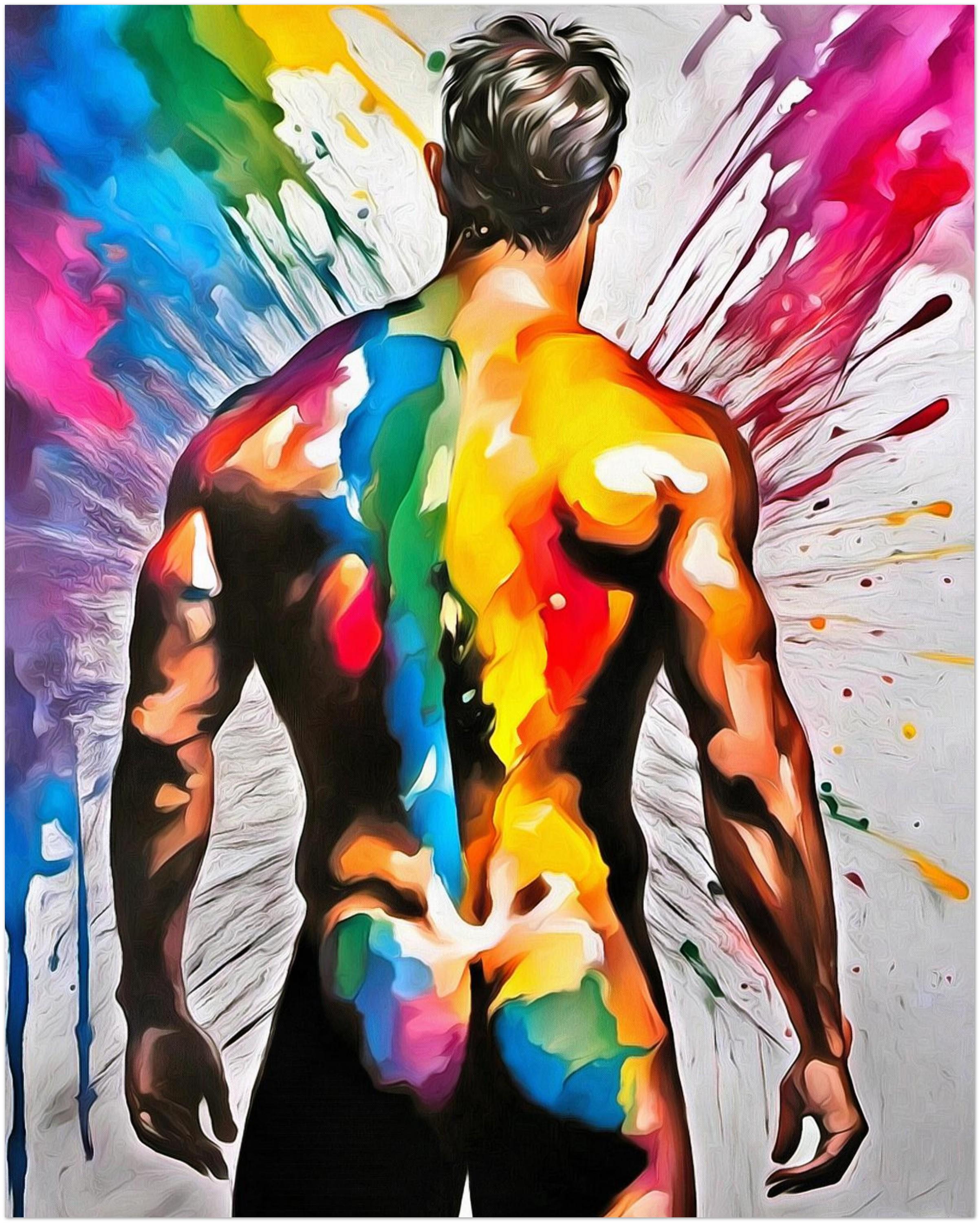 Pride Nude Man Art Print Rainbow Figurative Wall Art Lgbtq 9879