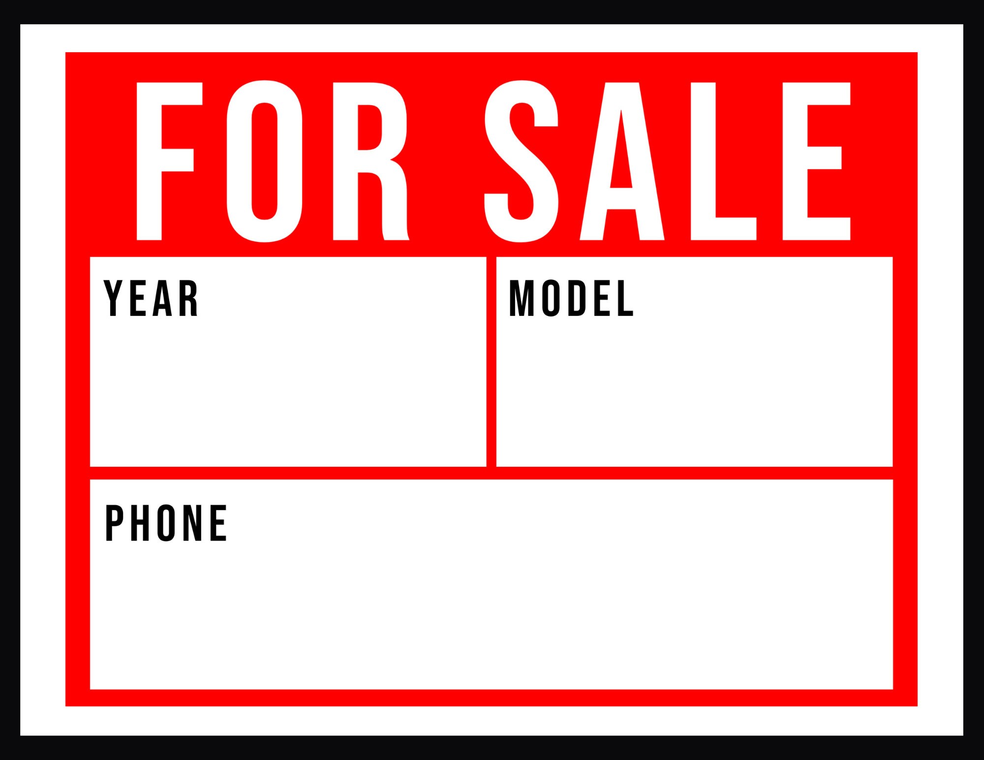 Car for Sale Sign - Digital Download - US Letter & A4 PDF File - Etsy