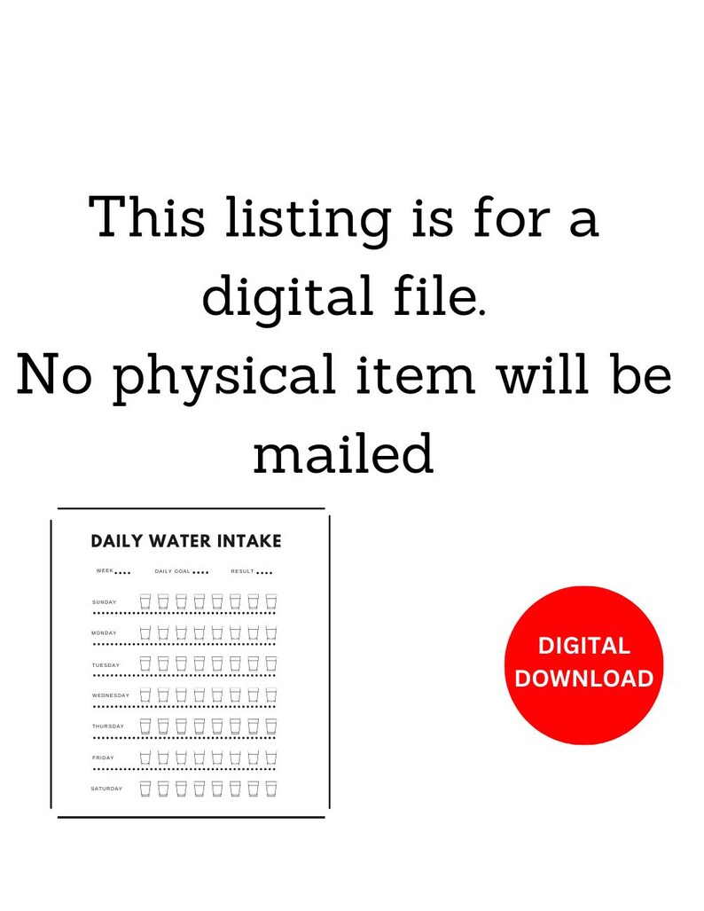 Printable Daily Water Intake Tracker | Hydration Log | 8.5x11 PDF & PNG ...