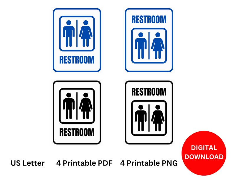 Printable Restroom Sign | Bathroom Door Sign | Digital Download for ...
