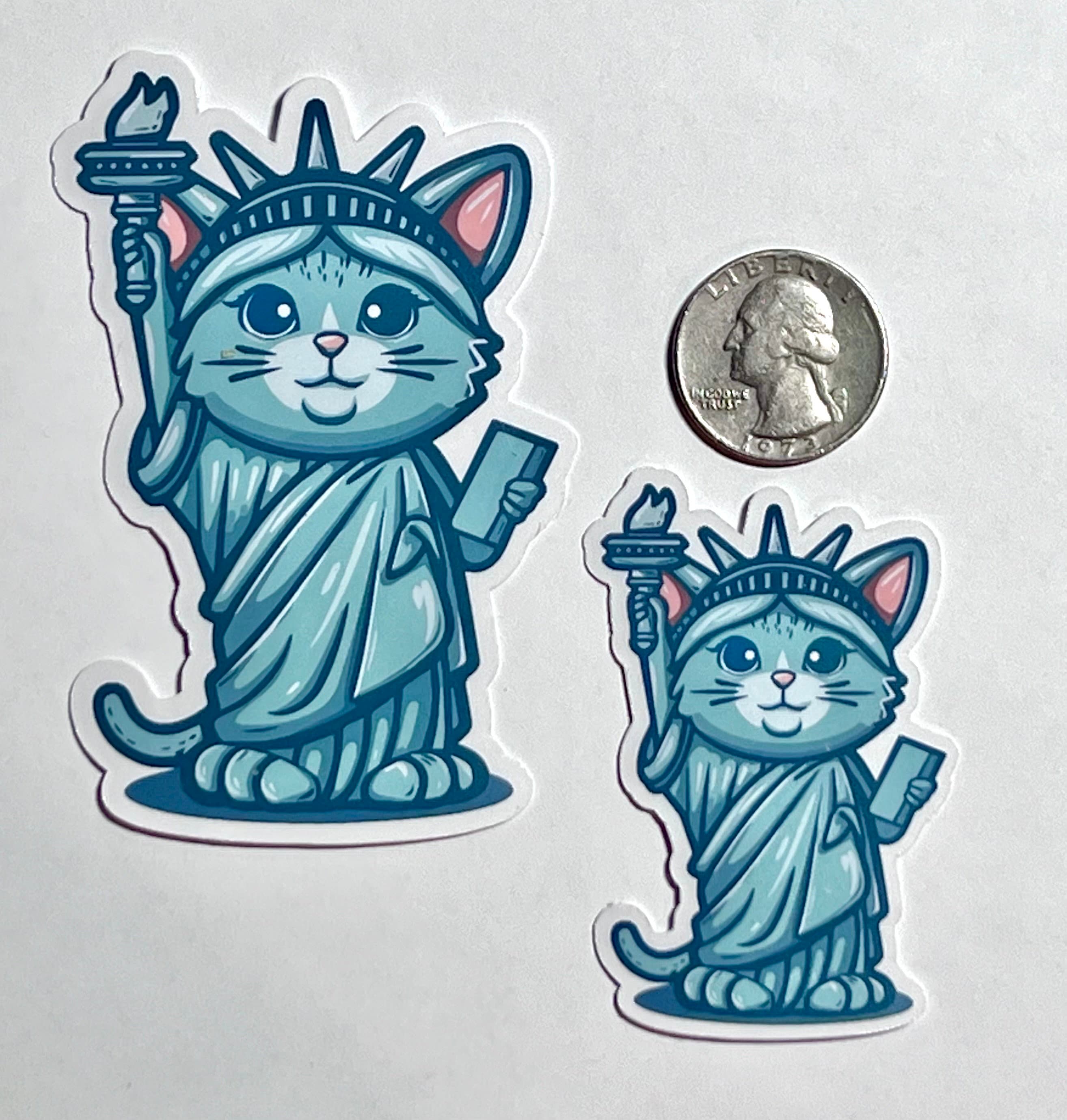 Statue of Liberty Cat Sticker: Kawaii Kitty Vinyl Sticker - Etsy