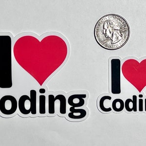 I Love Coding Sticker | I Heart Coding Vinyl Sticker | Water Bottle ...
