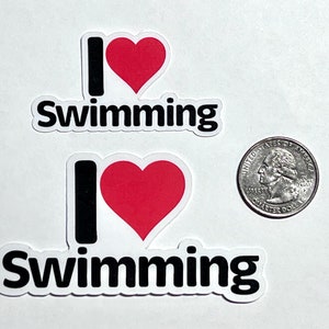I Love Swimming Sticker: Waterproof Vinyl Sticker - Etsy