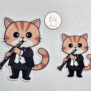 Clarinet Cat Sticker | Clarinet Kitty Orchestra Vinyl Sticker | Water ...