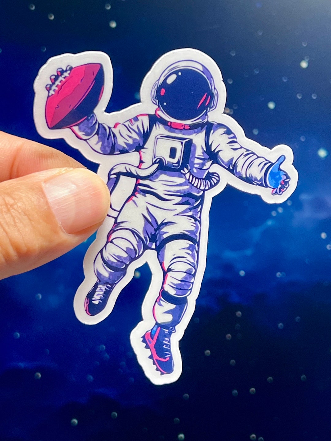 Football Astronaut Vinyl Sticker: Space Theme Water Bottle Sticker - Etsy