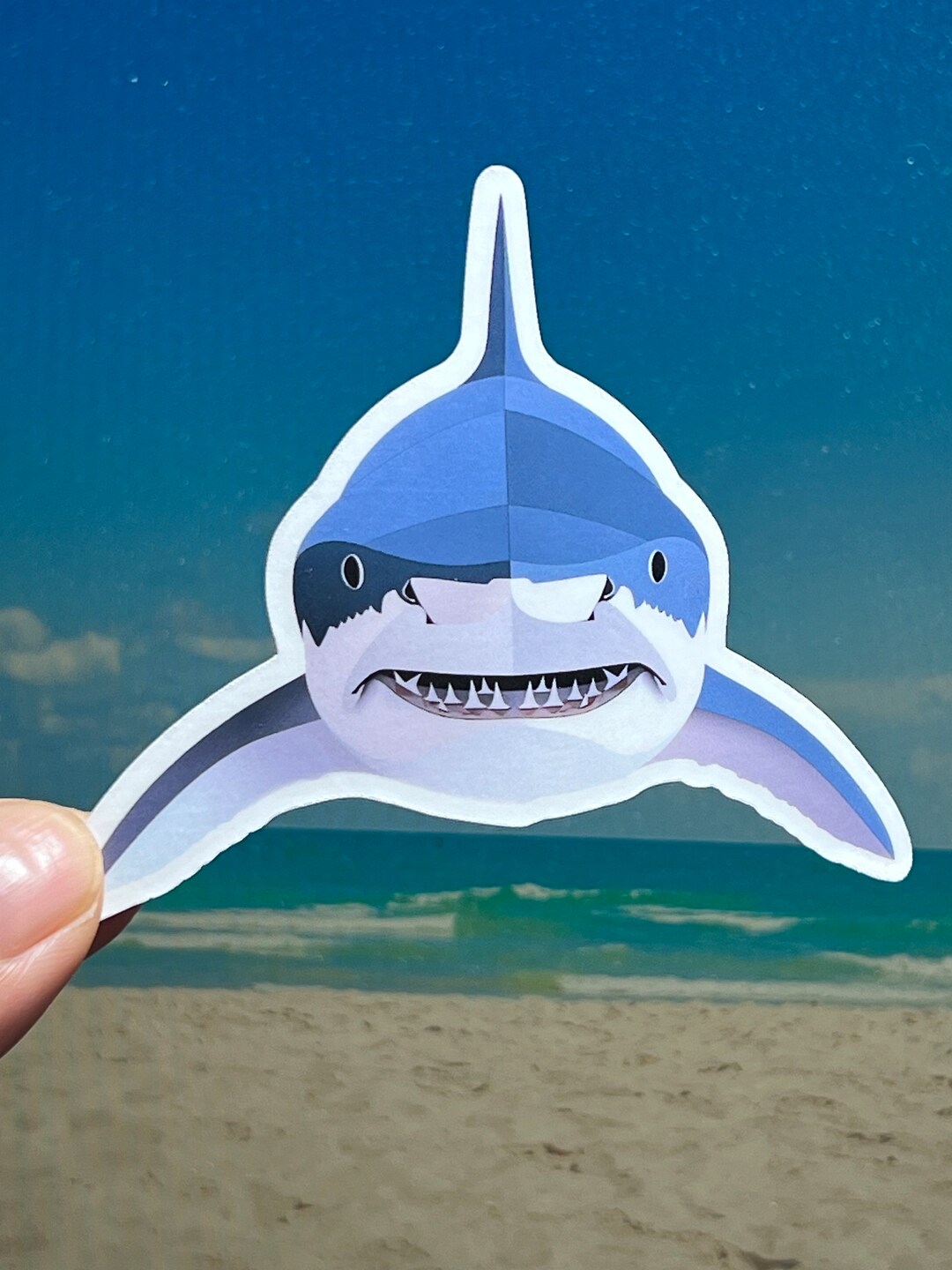 Shark Sticker | Shark Head-on Sticker | Waterproof Vinyl Sticker ...