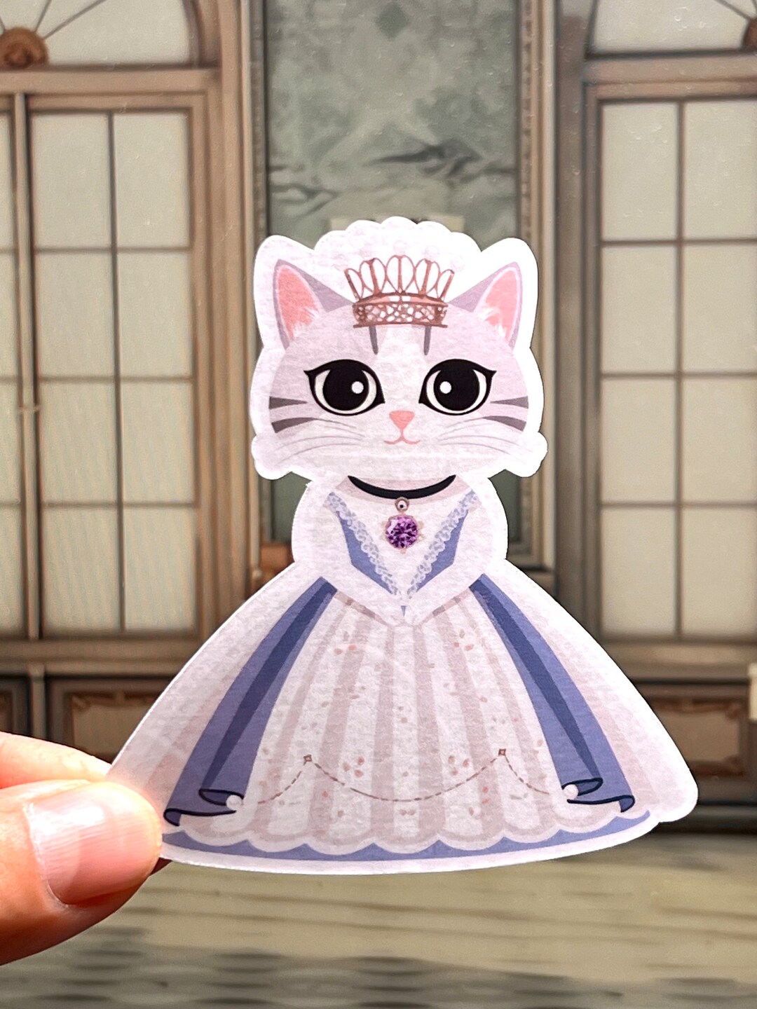 Princess Cat Vinyl Sticker: Royal Kitty in Ballroom Gown - Etsy