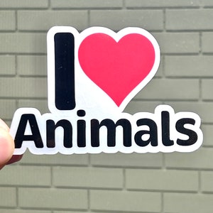 I Love Animals Sticker | I Heart Animals Vinyl Sticker | Water Bottle ...