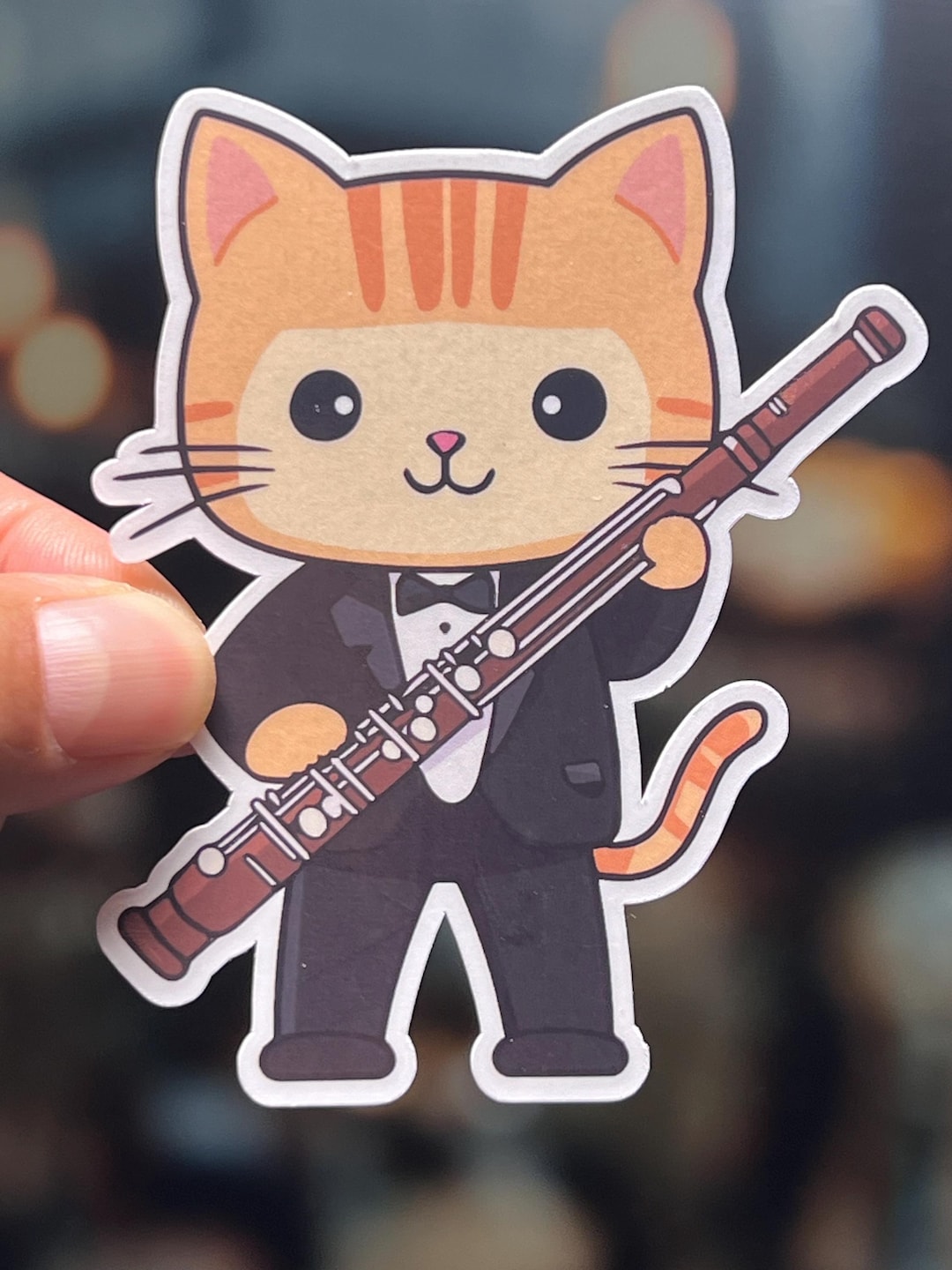 Bassoon Cat Sticker | Bassoon Kitty Orchestra Vinyl Sticker | Water ...