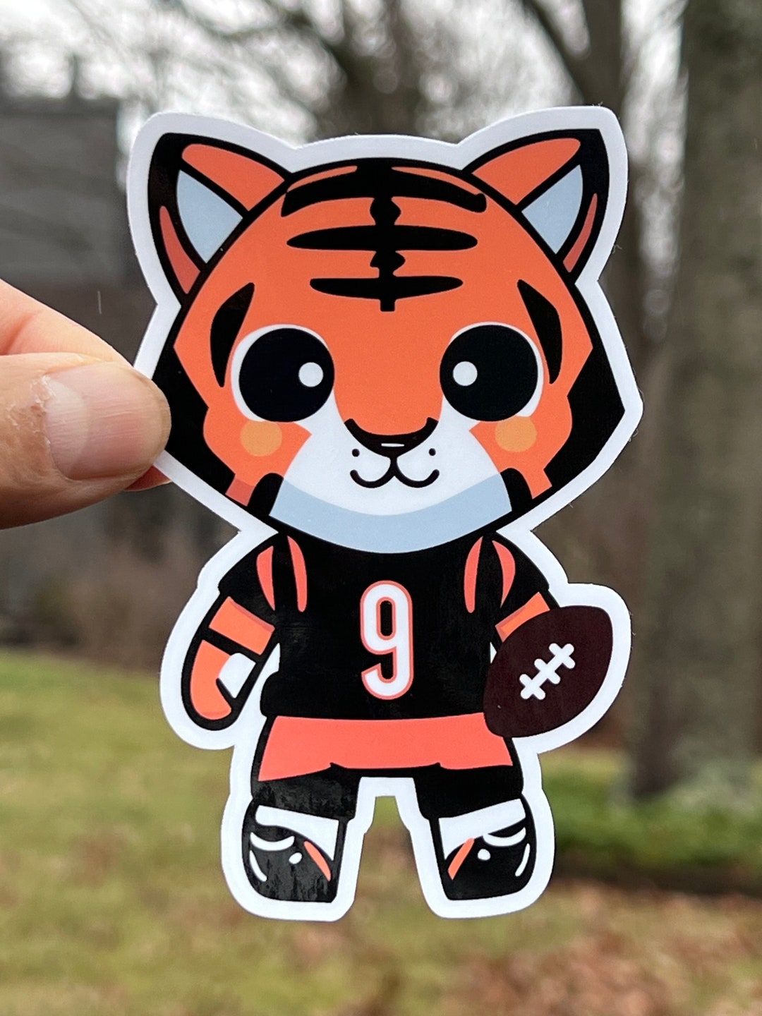 Cincinnati Bengals Tiger Sticker With BLACK JERSEY Joe Burrow 9 Kawaii ...