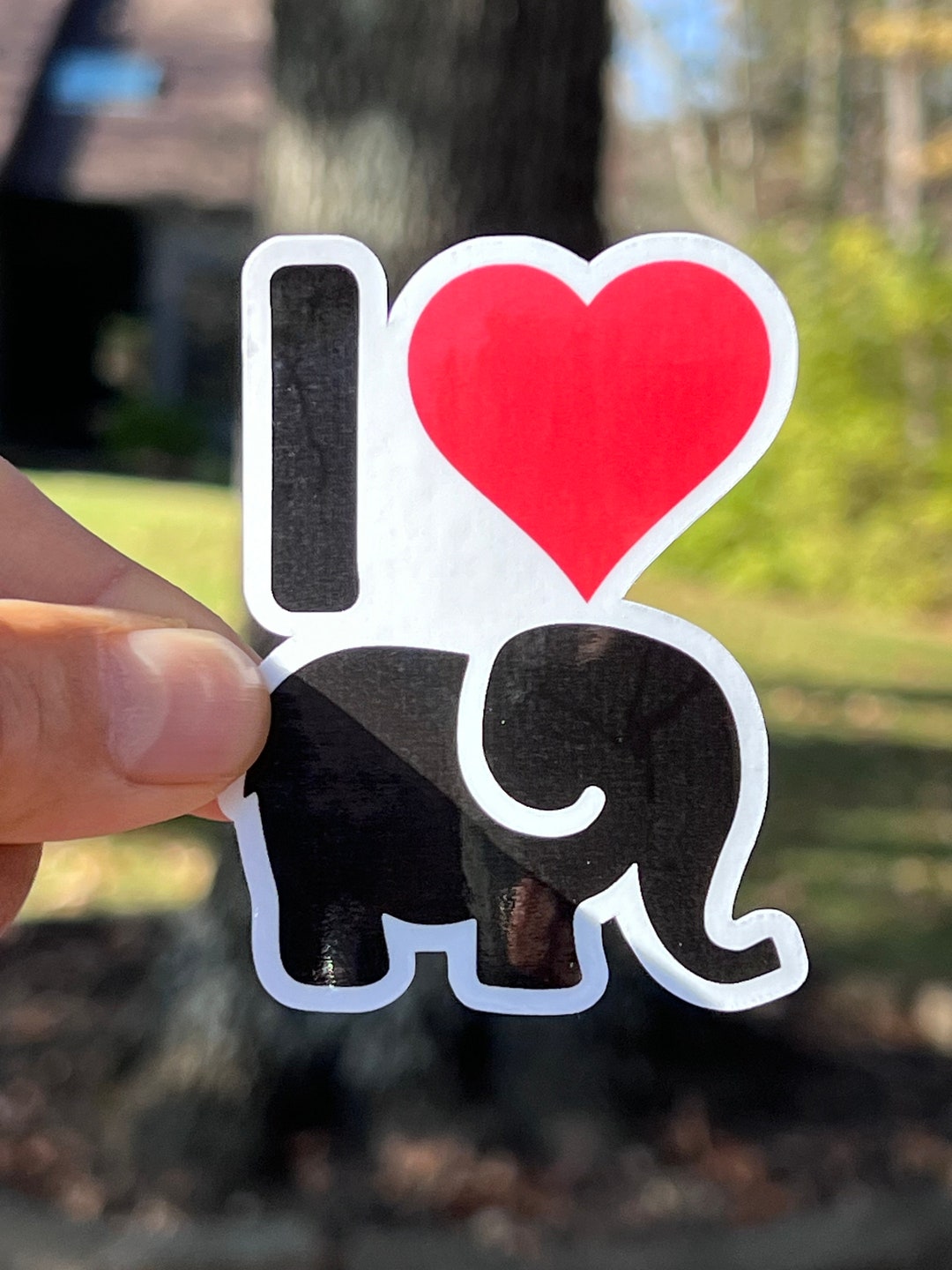 I Love Elephants Sticker | I Heart Elephants Vinyl Decal | Water Bottle ...