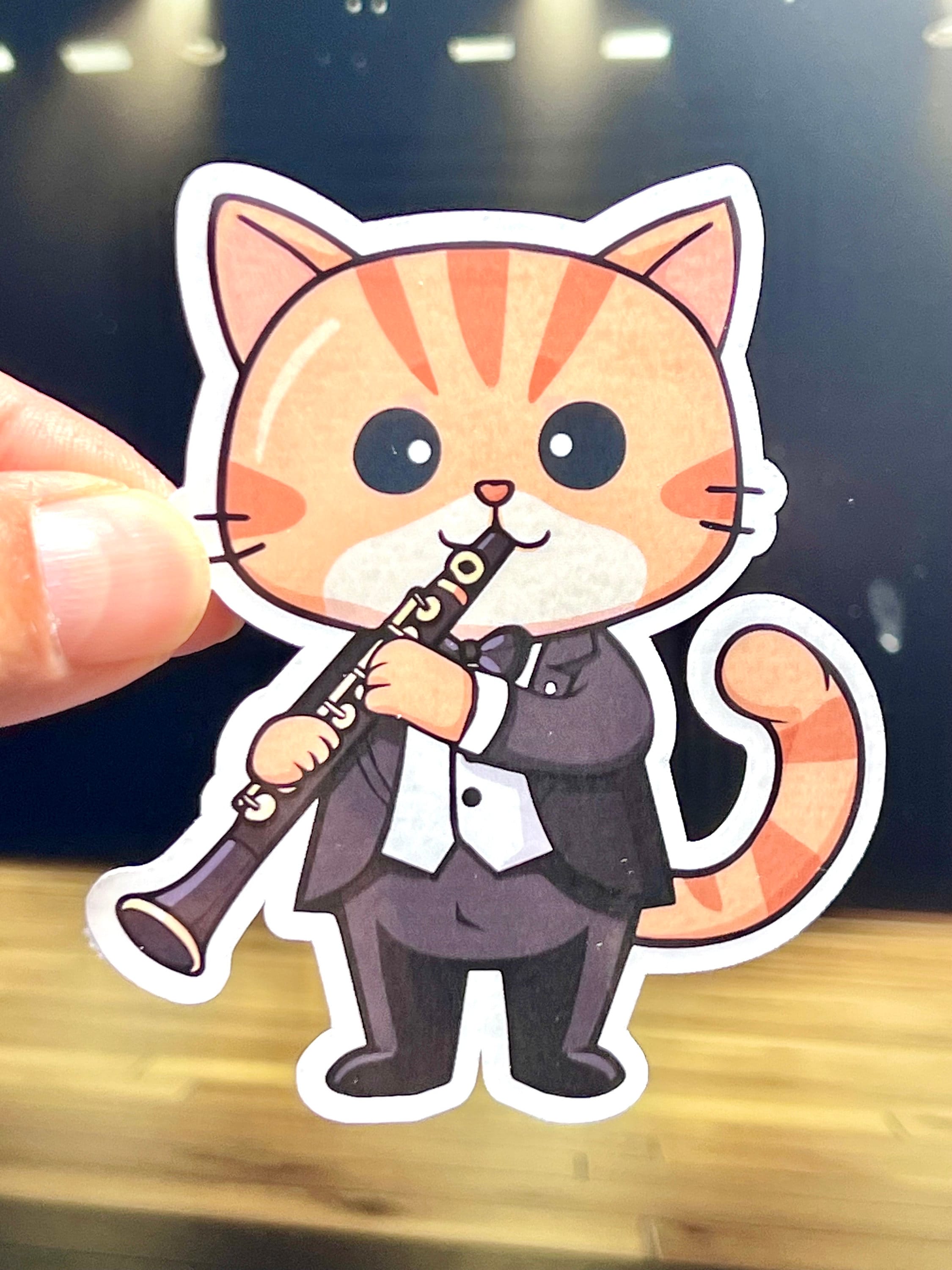 Clarinet Cat Sticker Clarinet Kitty Orchestra Vinyl Sticker Water ...