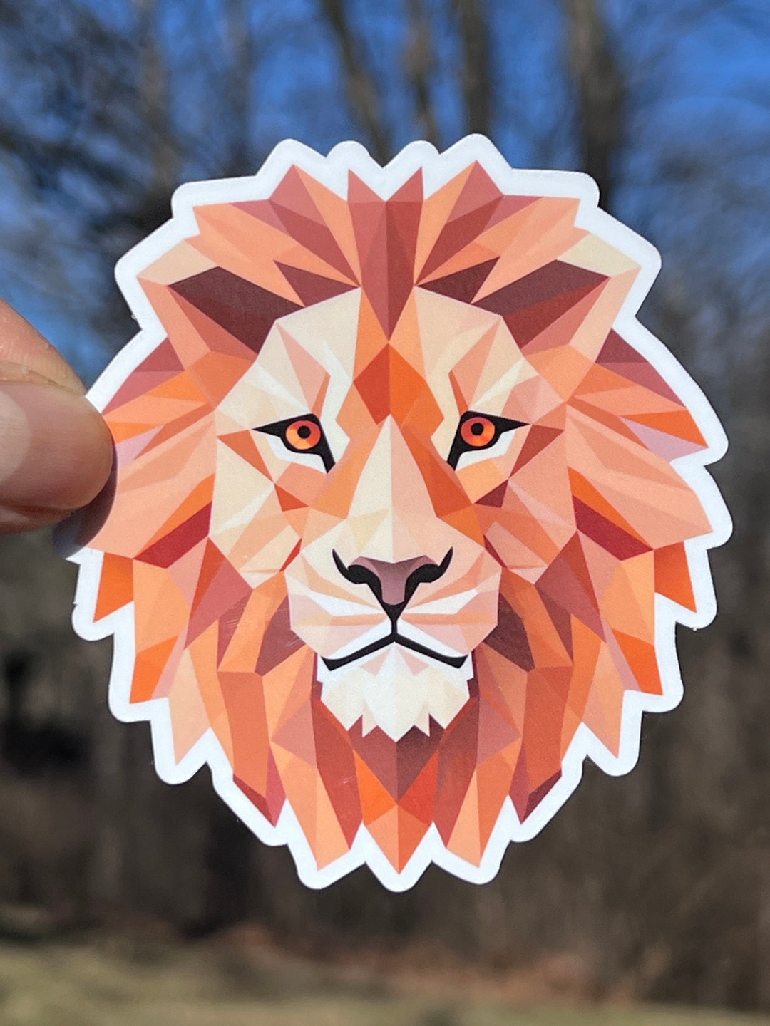 Geometric Lion Head Sticker: Waterproof Vinyl Sticker - Etsy