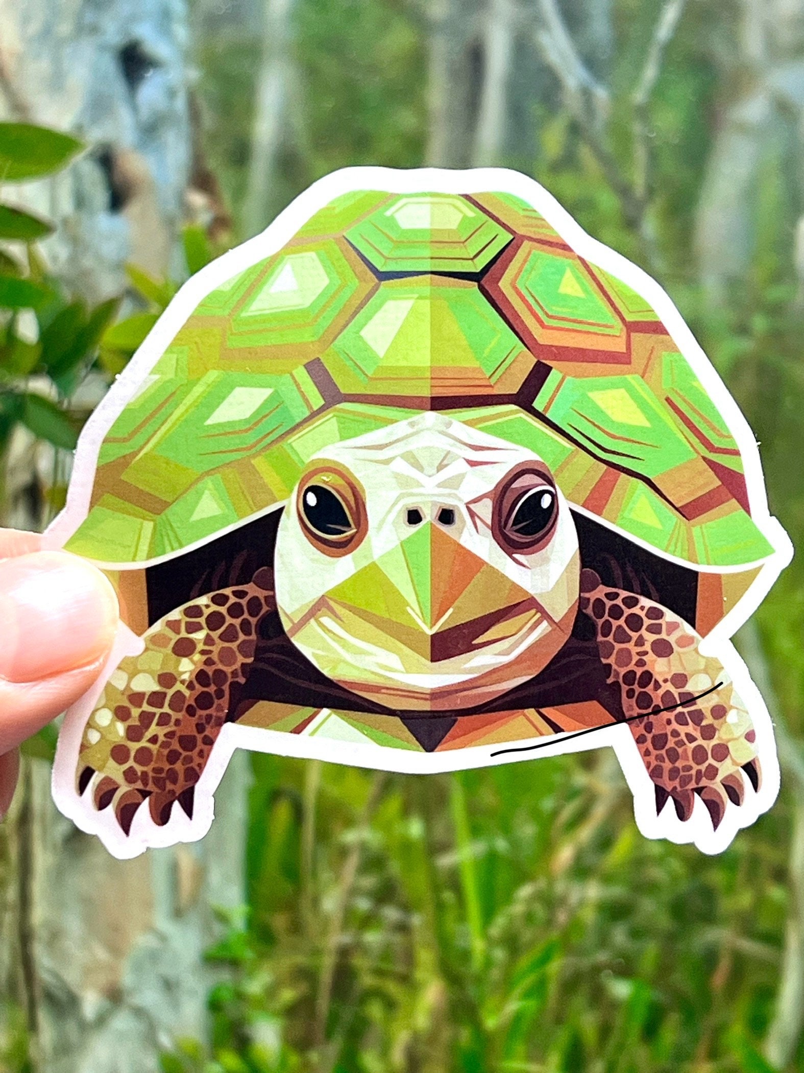 Turtle Sticker Stylized Green Turtle Head Vinyl Sticker Zoo Gift Turtle ...