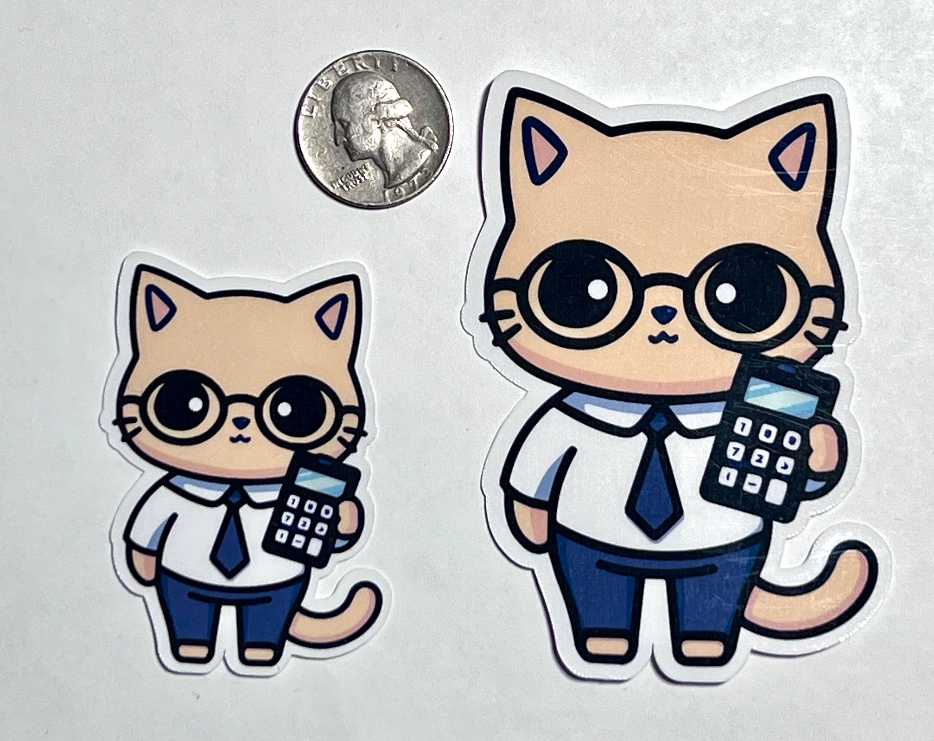 Cat With Calculator Sticker Engineering Cat, Mat, Finance, Accounting ...