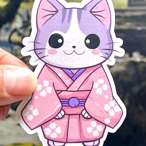 Kimono Cat Vinyl Sticker: Kawaii Japanese Shogun Design - Etsy