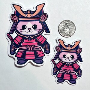 Samurai Cat Sticker | Japanese Samurai Warrior Cat Vinyl Sticker ...