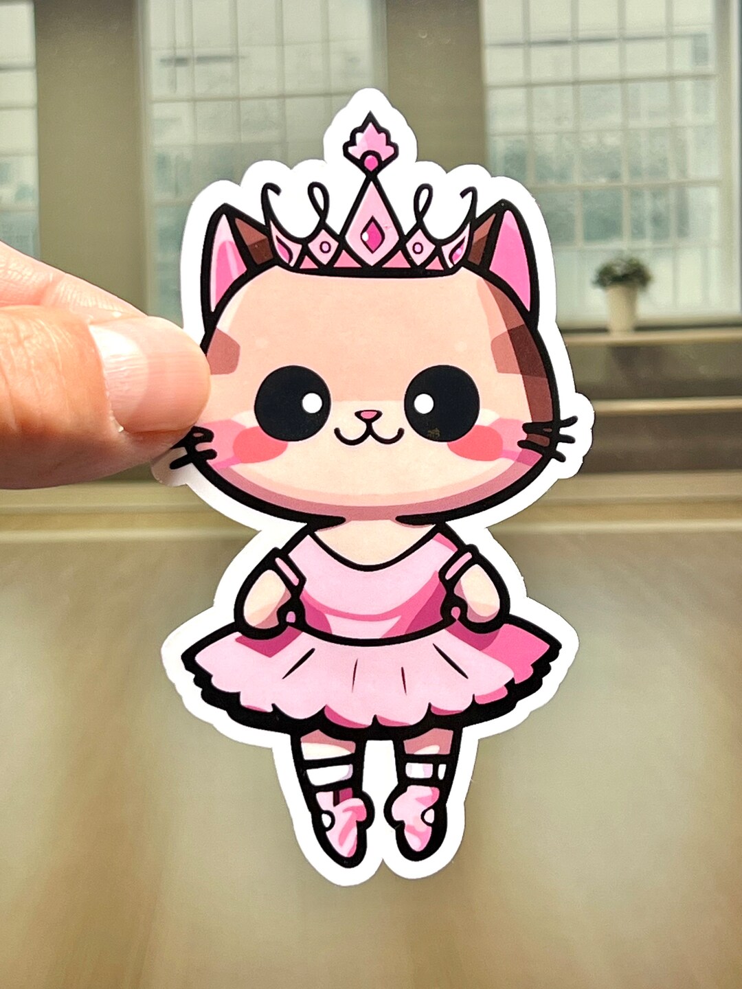 Ballerina Kitty Sticker | Cute Ballet Kitty Vinyl Sticker | Kawaii ...