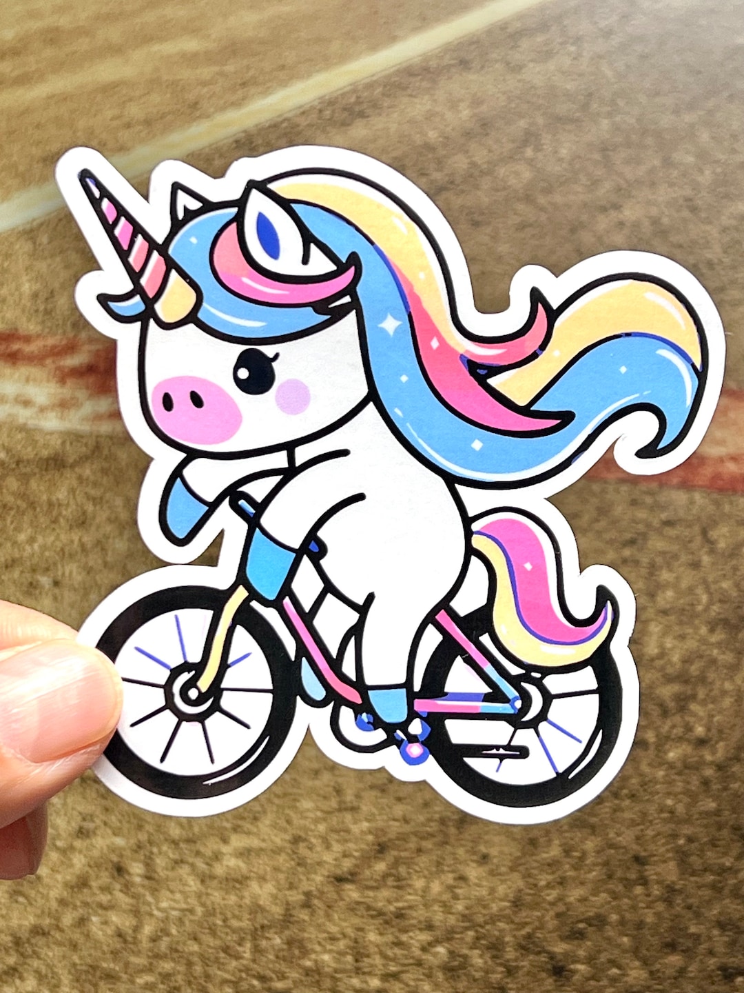 Unicorn Riding Bike Sticker | Bicycle Unicorn Sticker | | Waterproof ...